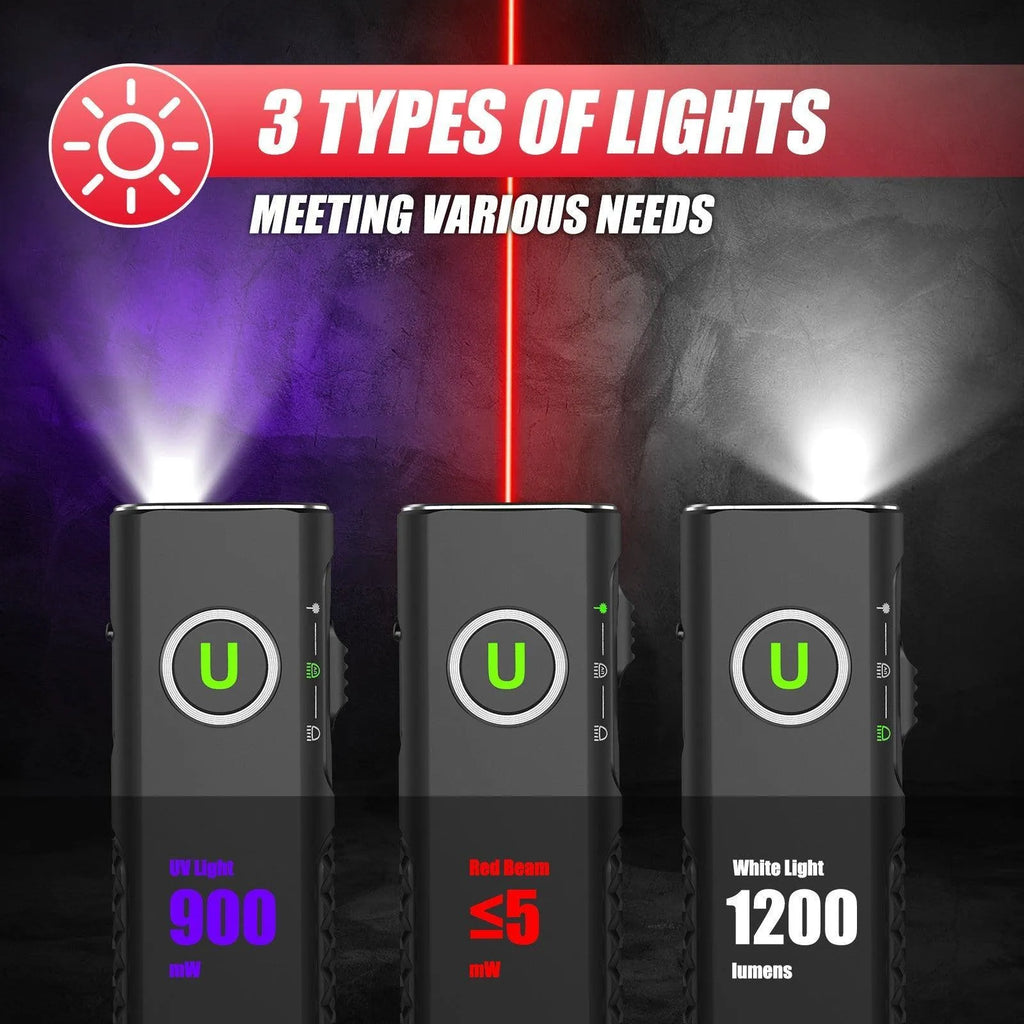 UltraFire S3 EDC Flat Pocket Rechargeable Flashlight - 1200LM | 365nm