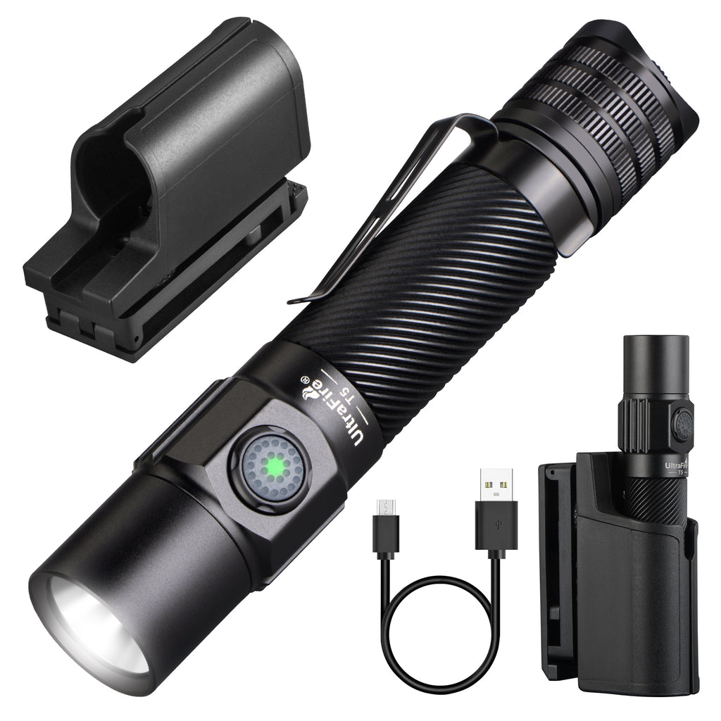 UltraFire T5 Tactical Flashlight with Tactical Waist Clip | 1800LM ...