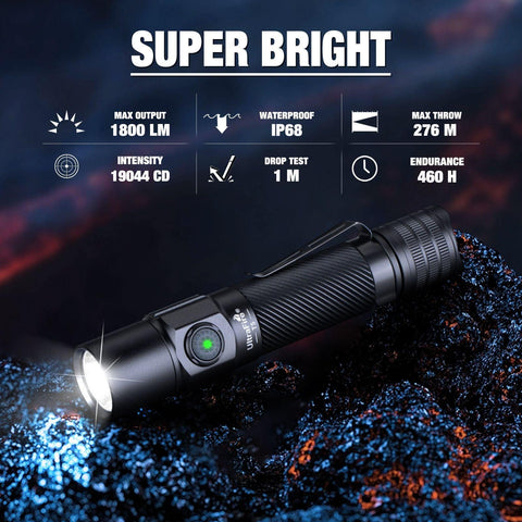 UltraFire T5 Tactical Flashlight with Tactical Waist Clip | 1800LM ...