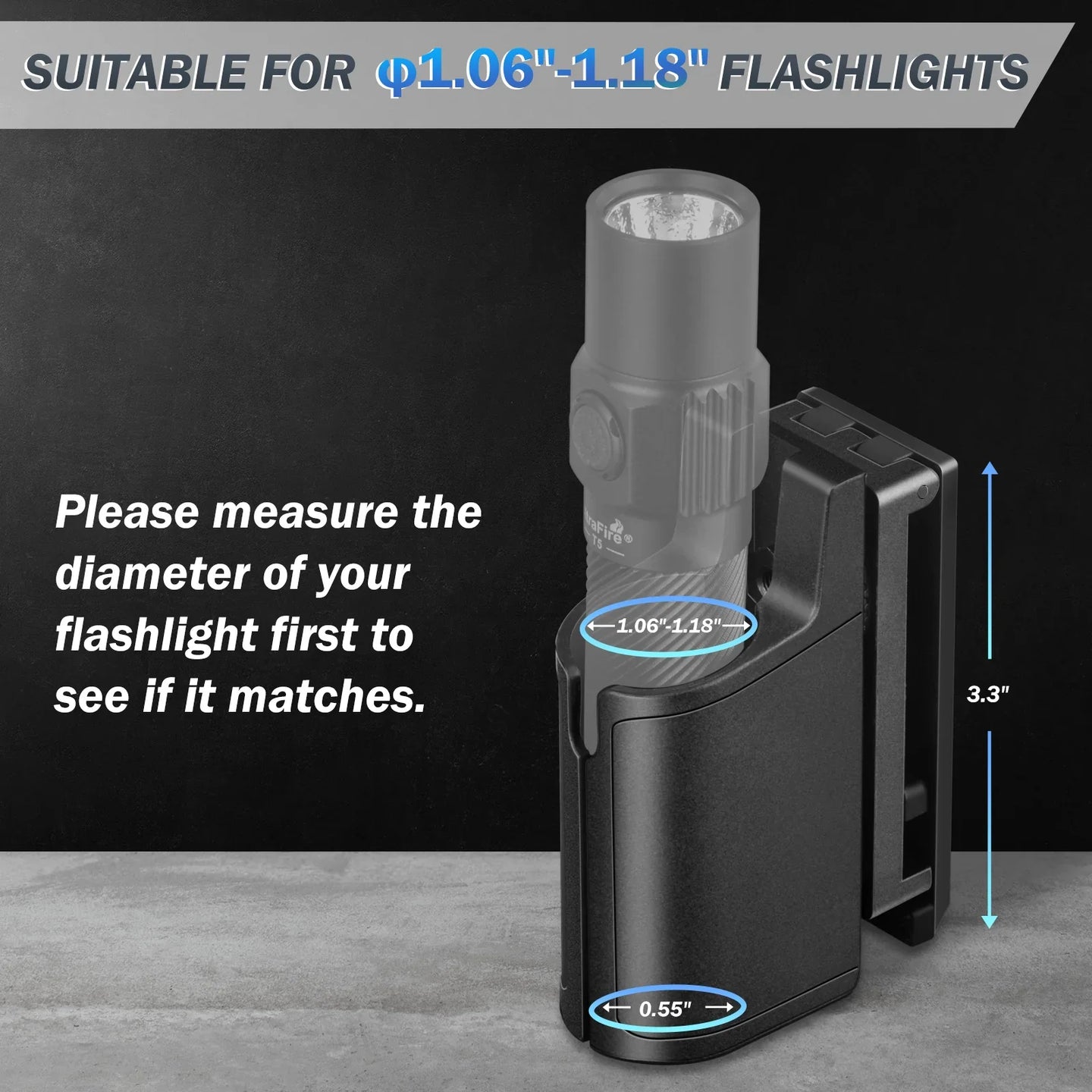 UltraFire W65 Flashlight Holder for T5 – 360° Rotating Tactical Duty ...