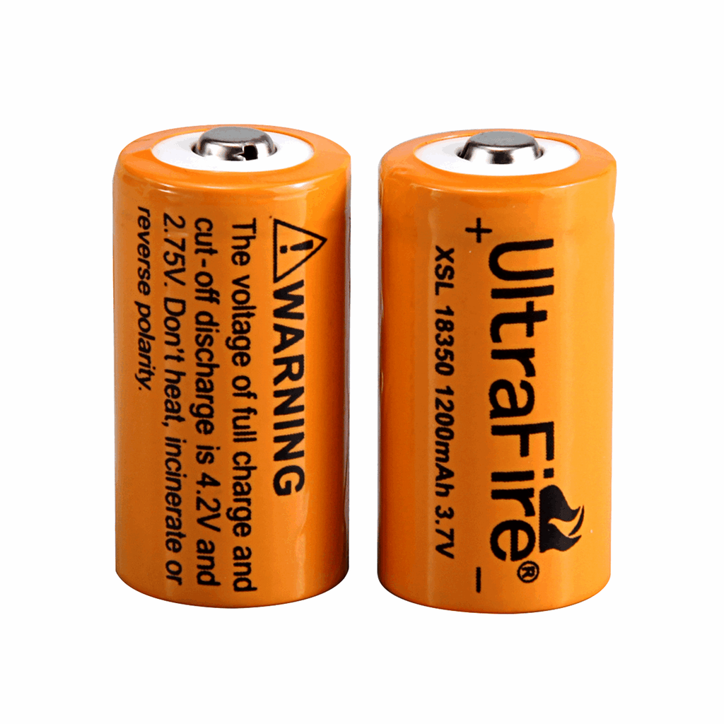 18350 - 1200mAh - 3.7V Rechargeable Battery (2-Pack) - UltraFire Store